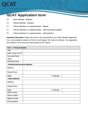 Fillable Online QCAT member application form Fax Email Print - pdfFiller