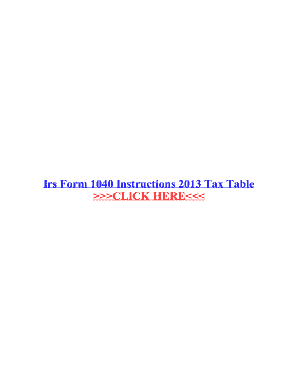 Fillable Online Irs Form 1040 Instructions 2013 Tax Table Fax Email ...