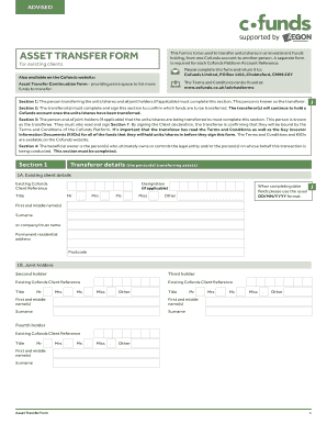 Fillable Online ASSET TRANSFER FORM This form is to be used to transfer ...