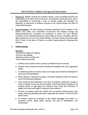 Fillable Online Best Practice: Evidence Storage and Destruction Fax ...