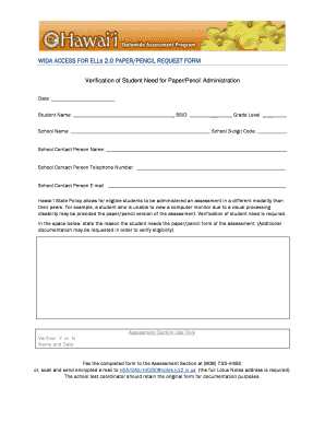 Fillable Online HIDOE Paper/Pencil Verification Form - WIDA Fax Email ...