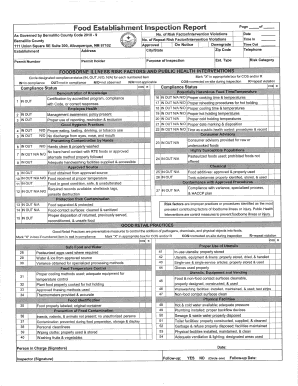 Fillable Online nmrestaurants Food Establishment lnspection Report ...