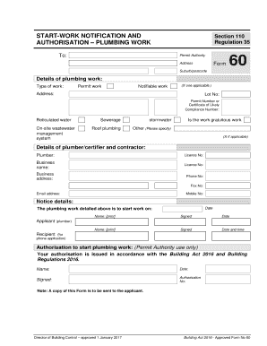 Fillable Online START-WORK NOTIFICATION AND AUTHORISATION Fax Email ...