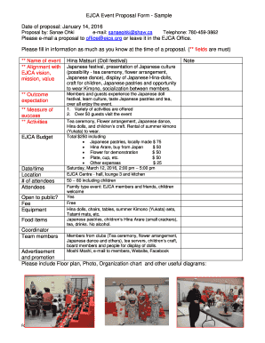 Fillable Online ejca EJCA Event Proposal Form - Sample Please e-mail a ...
