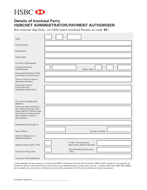 Fillable Online HSBCnet Involved Party Form (PDF, 172KB) - HSBC ...