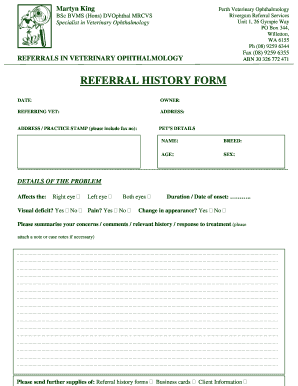 Fillable Online REFERRAL HISTORY FORM - Rivergum Referral Services Fax ...