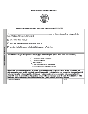 Fillable Online BUSINESS LICENSE APPLICATION AFFIDAVIT Fax Email Print - pdfFiller