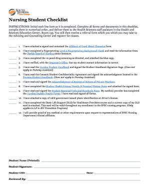 Fillable Online southflorida Nursing Student Checklist Fax Email Print ...