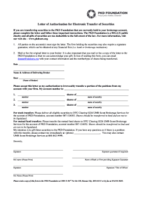 Fillable Online pkdcure Letter of Authorization for Electronic Transfer ...