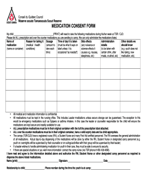 Fillable Online Medication Consent form 2017 - Tamaracouta Scout ...