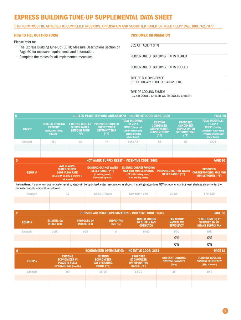 Fillable Online EXPRESS BUILDING TUNE-UP SUPPLEMENTAL DATA SHEET Fax Email Print - pdfFiller
