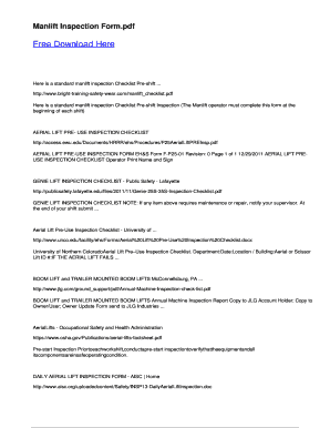 Fillable Online Manlift Inspection Form Fax Email Print - pdfFiller