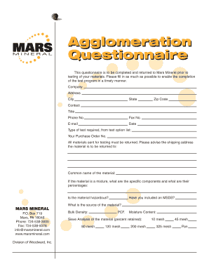 Fillable Online This questionnaire is to be completed and returned to ...