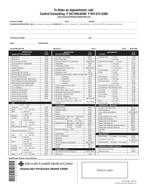 Fillable Online RADIOLOGY PHYSICIAN ORDER FORM Patient Label Fax Email ...