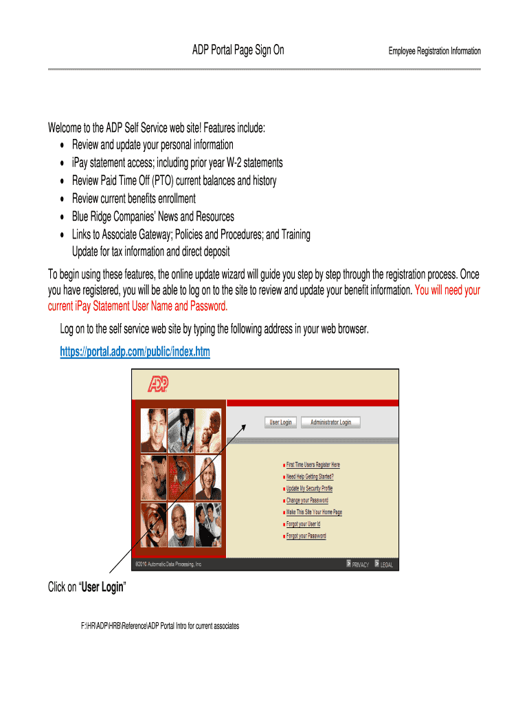 Fillable Online ADP Portal Page Sign On Fax Email Print - pdfFiller