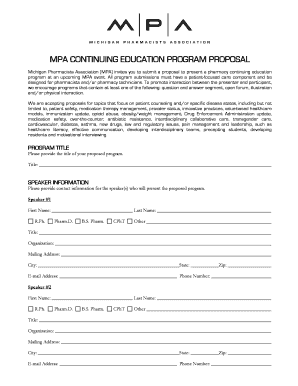 Fillable Online michiganpharmacists MPA Program Proposal ...