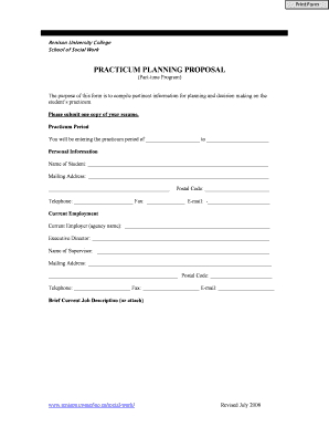 Fillable Online PRACTICUM PLANNING PROPOSAL - uwaterloo.ca Fax Email Print - pdfFiller