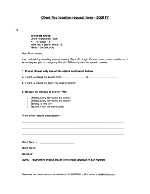Fillable Online CLIENT REALLOCATION REQUEST FORM-COMMODITIES Fax Email ...
