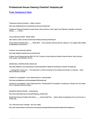 Fillable Online Professional House Cleaning Checklist Template Fax ...