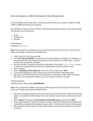 Fillable Online cnu How to Request an IRS Verification of Non-filing ...