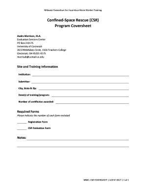 Fillable Online uc Confined-Space Rescue (CSR) Program Coversheet - uc.edu Fax Email Print ...