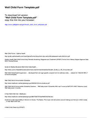 Fillable Online Well Child Form Template - pdfslibforyou.com Fax Email ...
