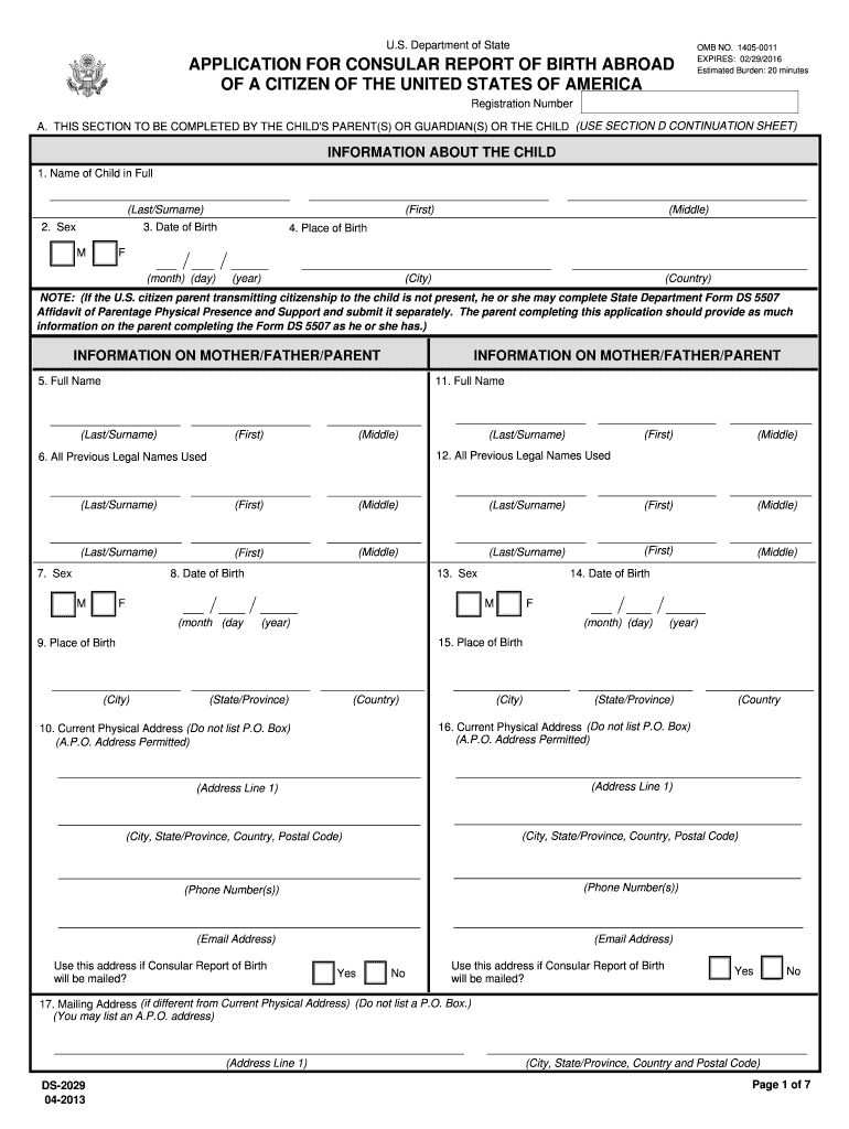 Fillable Online INSTRUCTIONS APPLICATION FOR CONSULAR REPORT OF BIRTH ...