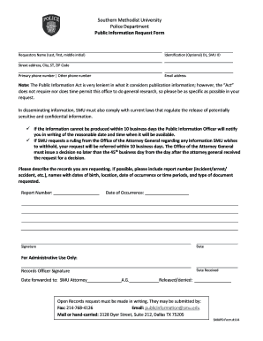 Fillable Online smu Southern Methodist University Police Department Public ... - smu Fax Email ...