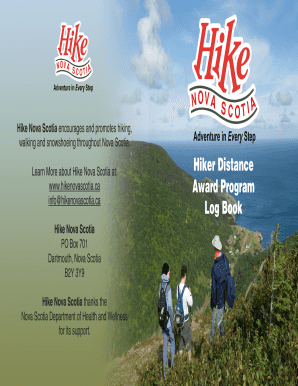 Fillable Online Hike NS Hiker Distance Award Program log book Fax Email Print - pdfFiller