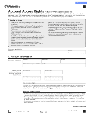 Fillable Online Account Access Rights. Use this form to notify Fidelity ...