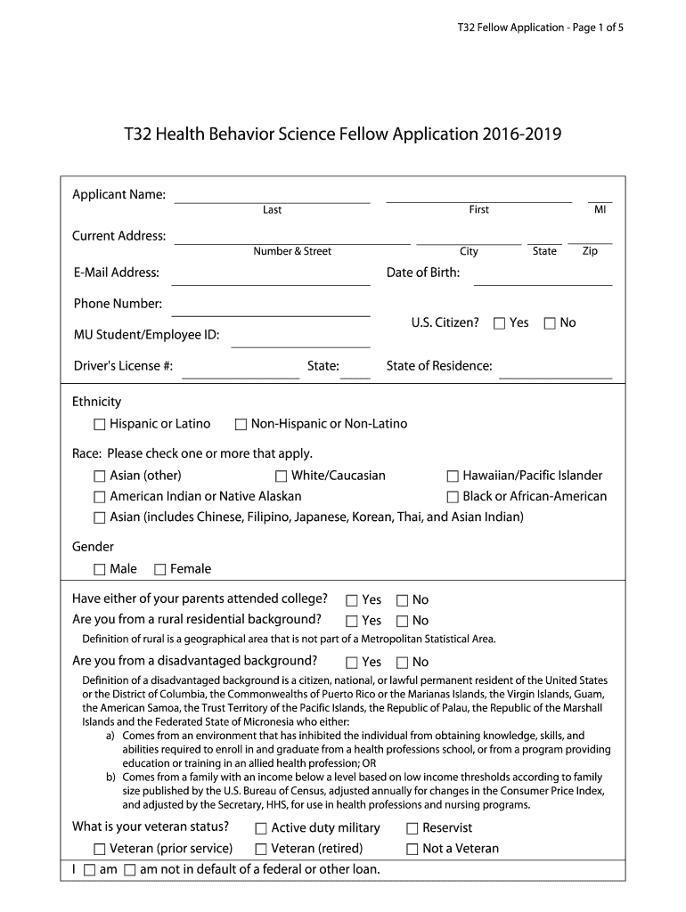 Fillable Online nursing missouri Pre-Doctoral Fellowship Interdisciplinary Research Training ...