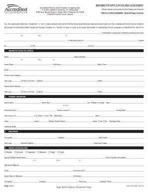 Fillable Online Bail Bonds Indemnitor Application and Agreement ...