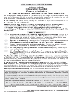 Fillable Online DHS-1171, Information Booklet and Application - State of Michigan Fax Email ...