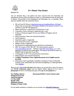 Fillable Online K-1 Fianc Visa Packet Fax Email Print - pdfFiller