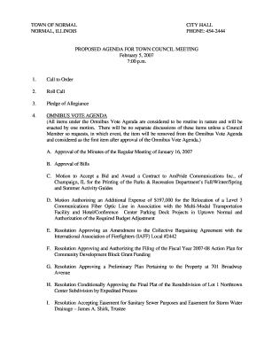 Fillable Online normal TOWN OF NORMAL CITY HALL NORMAL, ILLINOIS PHONE ...