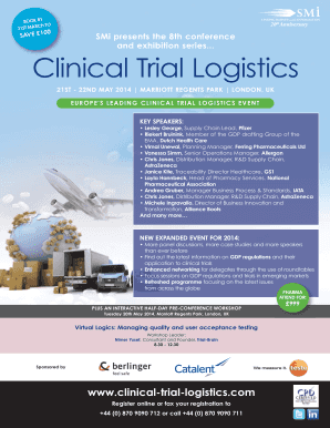 Fillable Online and exhibition series Clinical Trial Logistics - ww1 ...