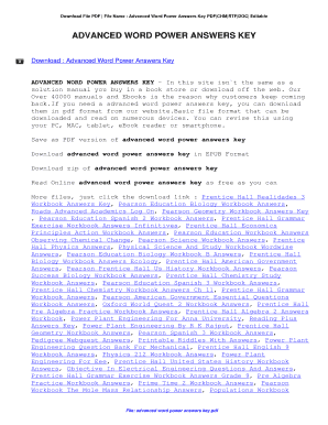 Fillable Online Advanced Word Power Answers Key. Advanced Word Power ...