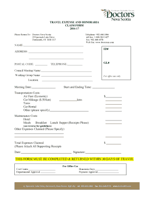 Fillable Online 2016-17 Travel Expense & Honoraria Form.doc Fax Email ...