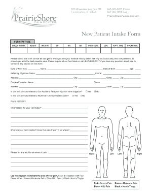 Fillable Online New Patient Intake Form - PrairieShore Pain Center Fax ...