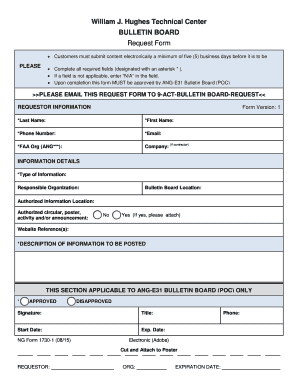 Fillable Online faa Bulletin Board Request Form. Bulletin Board - faa ...