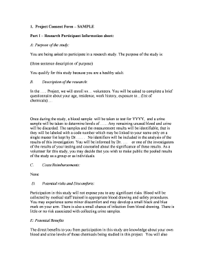 Fillable Online commonweal 1. Project Consent Form SAMPLE Part I ...