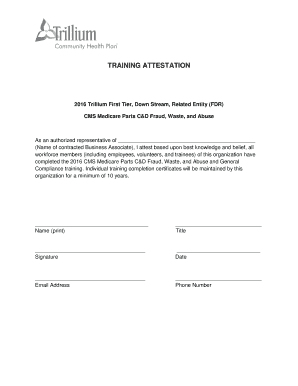 Fillable Online TRAINING ATTESTATION Fax Email Print - pdfFiller
