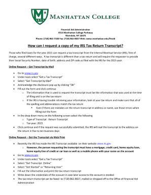 Fillable Online inside manhattan How can I request a copy of my IRS Tax ...