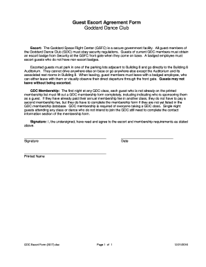 Fillable Online Guest Escort Agreement Form Fax Email Print - pdfFiller