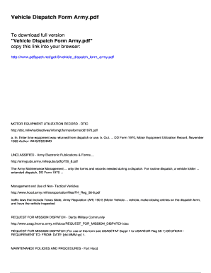 Fillable Online Vehicle Dispatch Form Army - pdfslibforyou.com Fax ...