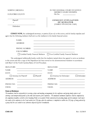 Fillable Online nccourts CONSENT STIPULATION - nccourts Fax Email Print - pdfFiller