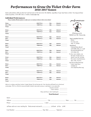 Fillable Online ptgo 2016-17 PTGO Ticket Order Form - Performances to ...