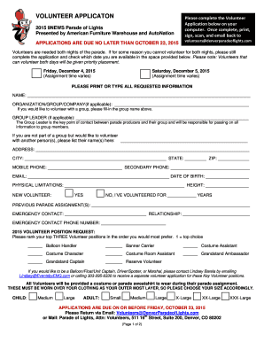 Fillable Online Volunteer Application Fillable Form Base POL 2015 Fax ...