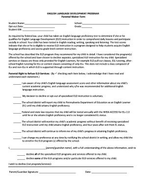 Fillable Online eslportalpa ENGLISH LANGUAGE DEVELOPMENT PROGRAM ...