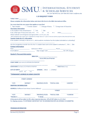 Fillable Online smu I-20 REQUEST FORM - smu.edu Fax Email Print - pdfFiller